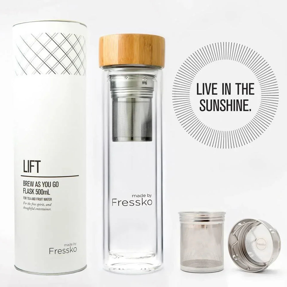 Fressko Lift Flask 500ml | Drink Bottle | Glass Water Bottle | Gifts ...